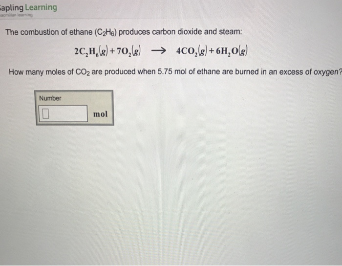 Solved apling Learning earning The combustion of ethane | Chegg.com Solved apling Learning earning The combustion of ethane | Chegg.com