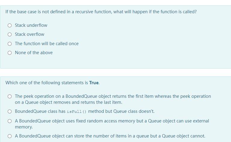 Solved If the base case is not defined in a recursive | Chegg.com