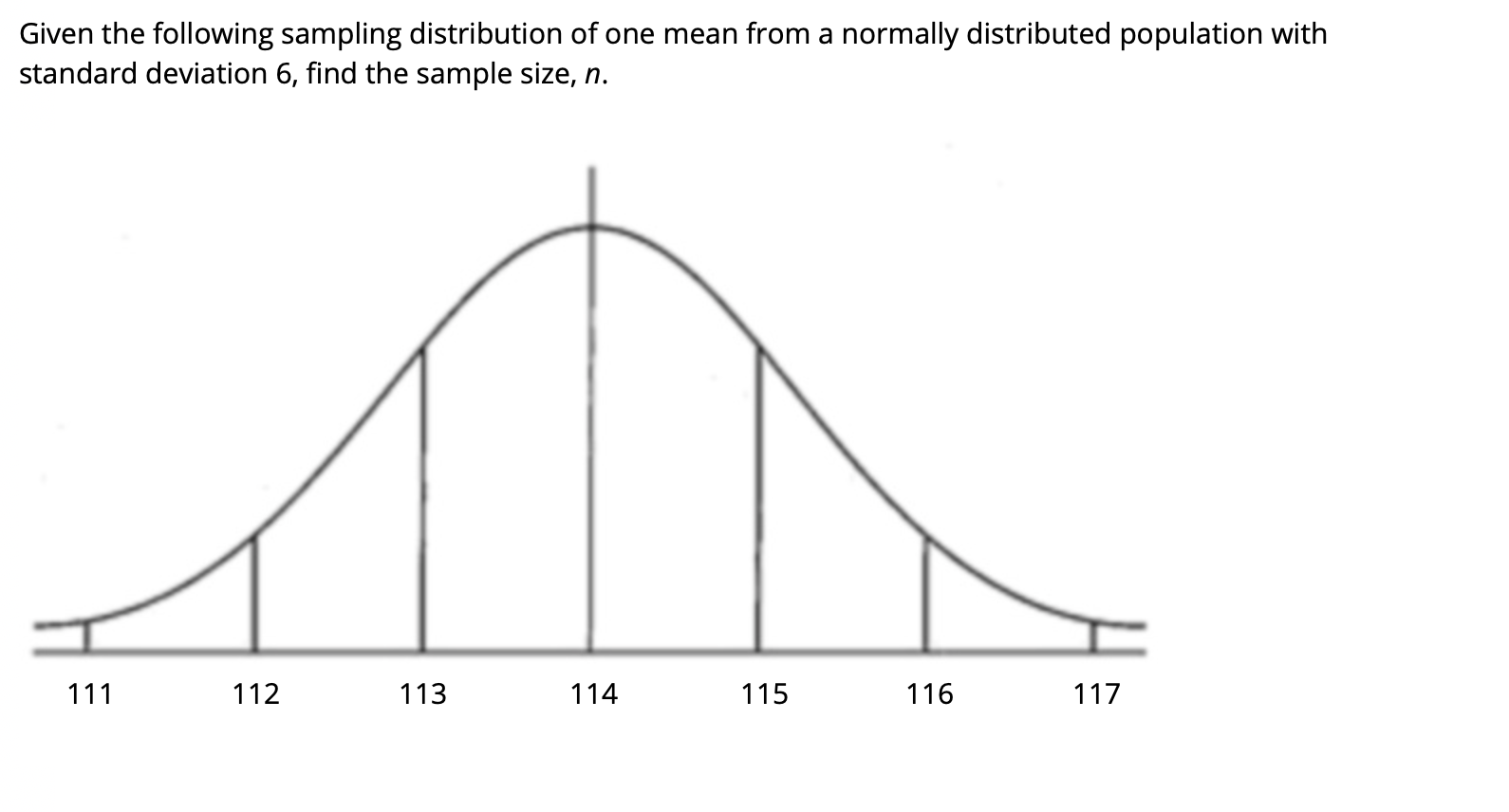 Solved Given the following sampling distribution of one mean | Chegg.com