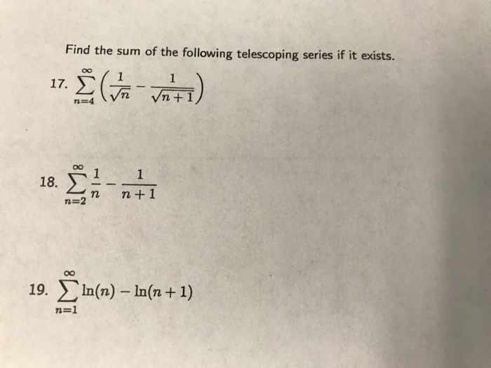 Solved Find the sum of the following telescoping series if | Chegg.com
