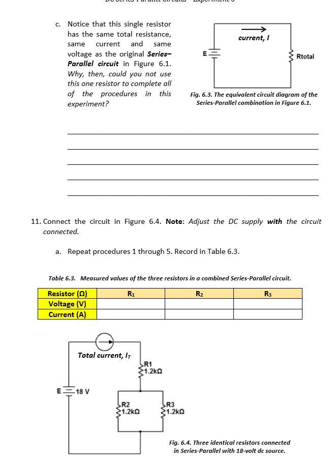 Solved DC SERIES-PARALLEL CIRCUITS EXPERIMENT NO. 6 | Chegg.com
