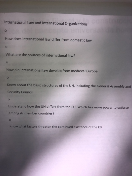 Solved International Law and International Organizations How | Chegg.com