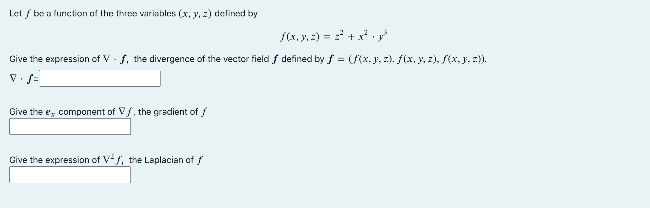 Solved Let f be a function of the three variables (x,y,z) | Chegg.com