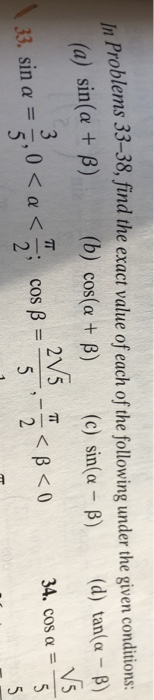 Solved Find the exact value of each of the following under | Chegg.com