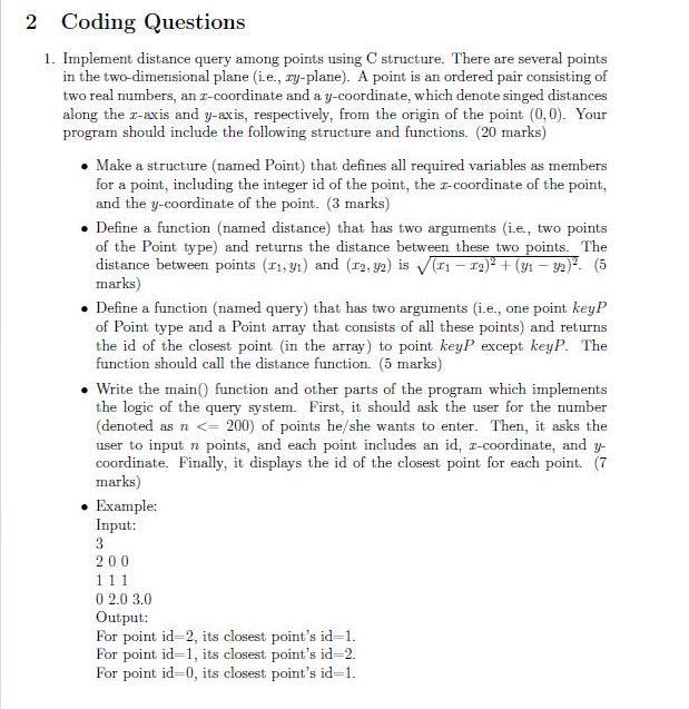 Solved 2 Coding Questions 1. Implement distance query among | Chegg.com
