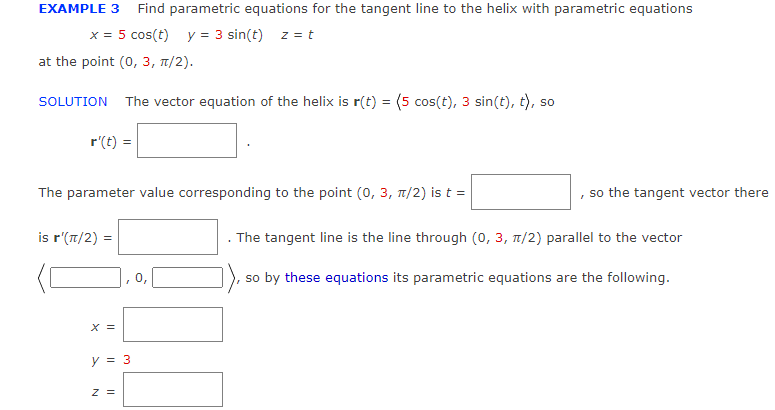 Solved EXAMPLE 3 Find parametric equations for the tangent | Chegg.com