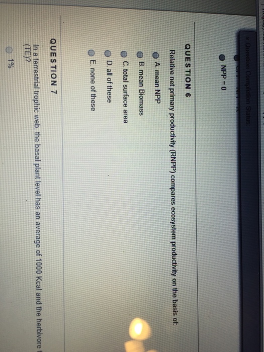 Solved NPP:0 QUESTION 6 Relative net primary productivity | Chegg.com