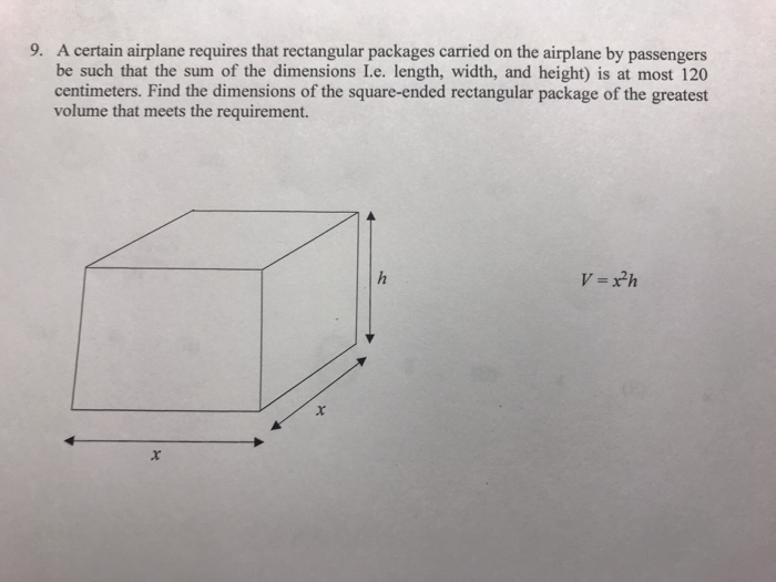 Solved 9. A certain airplane requires that rectangular | Chegg.com