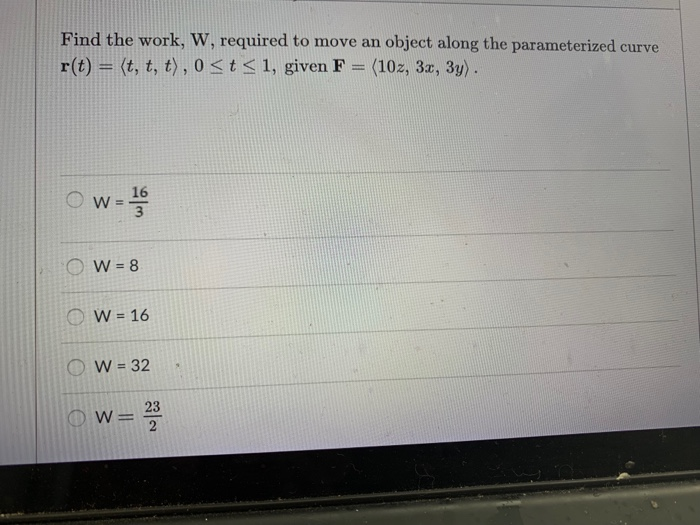 Solved Find the work, W, required to move an object along | Chegg.com