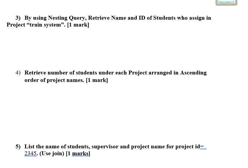 Solved Write the suitable SQL statement to answer the | Chegg.com