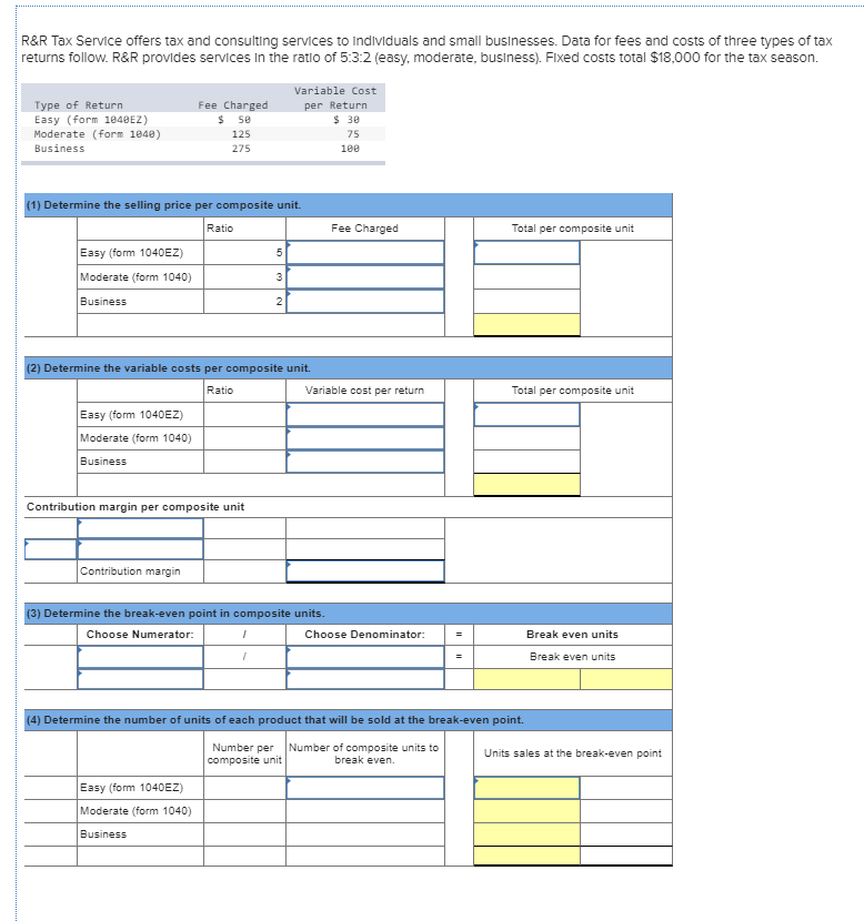 Solved R&R Tax Service offers tax and consulting services to | Chegg.com