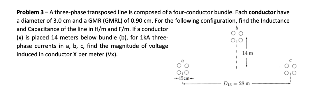 Solved Problem 3-A three-phase transposed line is composed | Chegg.com