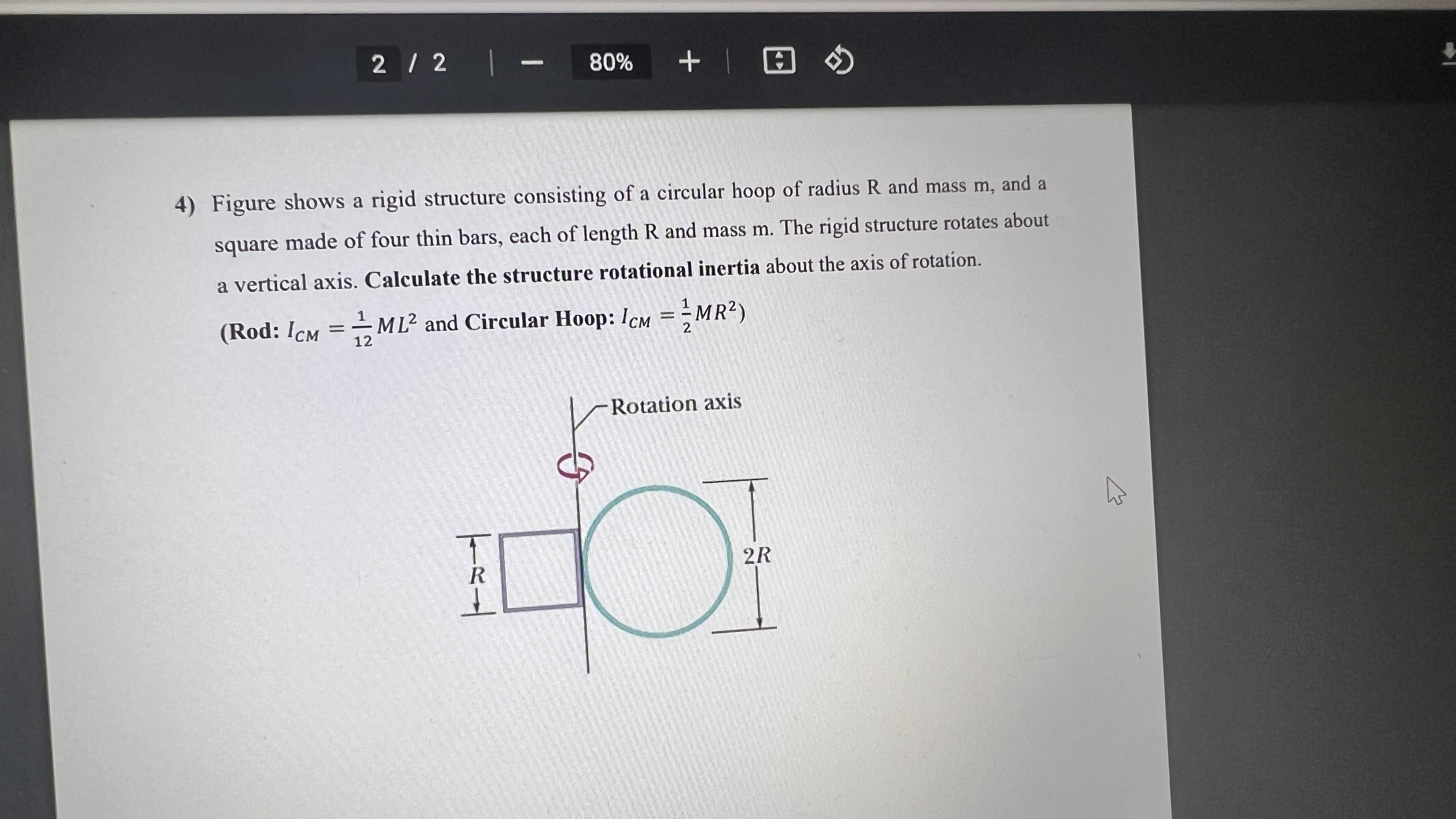 Solved 4) Figure shows a rigid structure consisting of a | Chegg.com