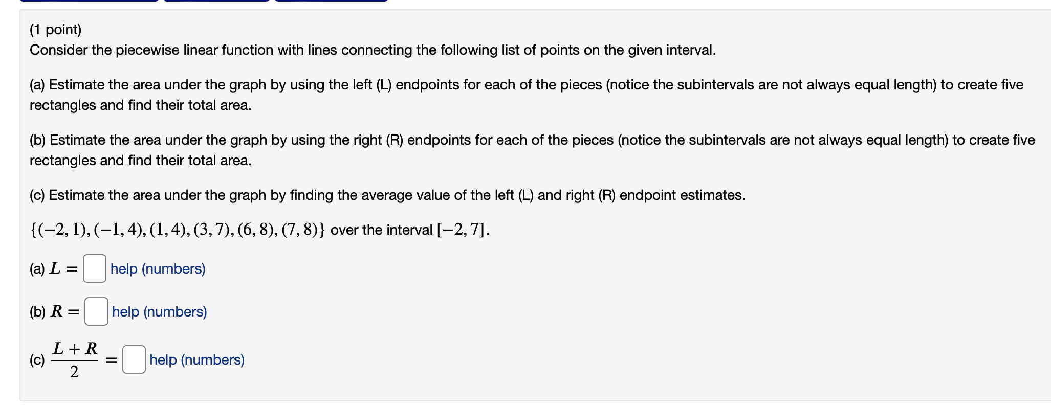 (1 point) Consider the piecewise linear function with | Chegg.com