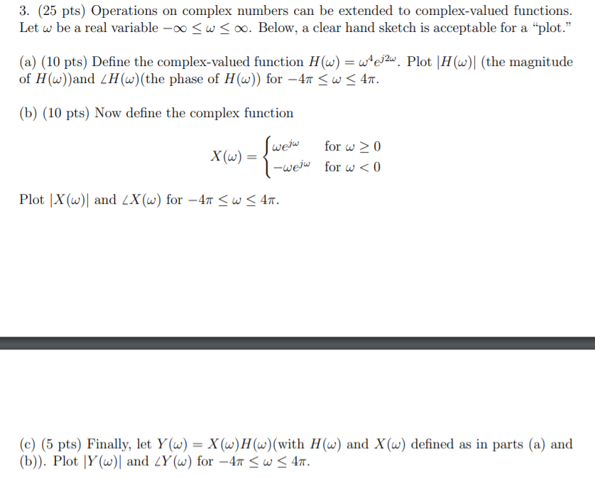 3. (25 pts) Operations on complex numbers can be | Chegg.com