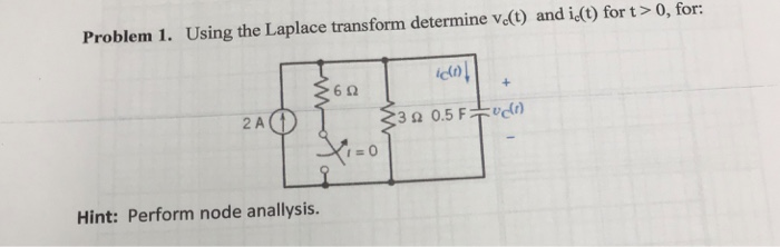 Solved Problem 1. Using the Laplace transform determine vc) | Chegg.com