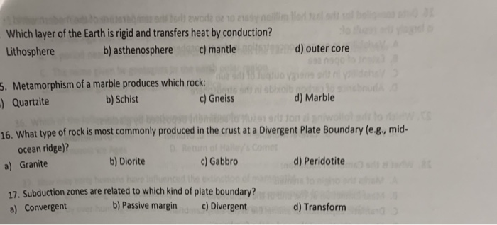 Solved Which layer of the Earth is rigid and transfers heat | Chegg.com