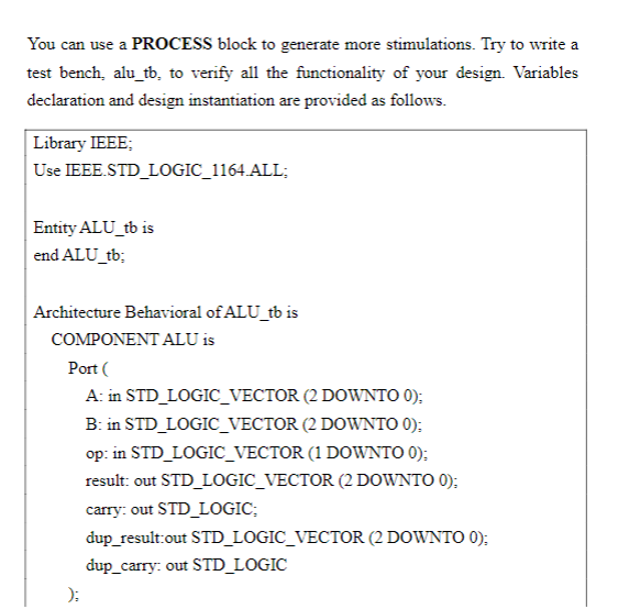 Solved Experiment 1: ALU Implementation i. An arithmetic | Chegg.com