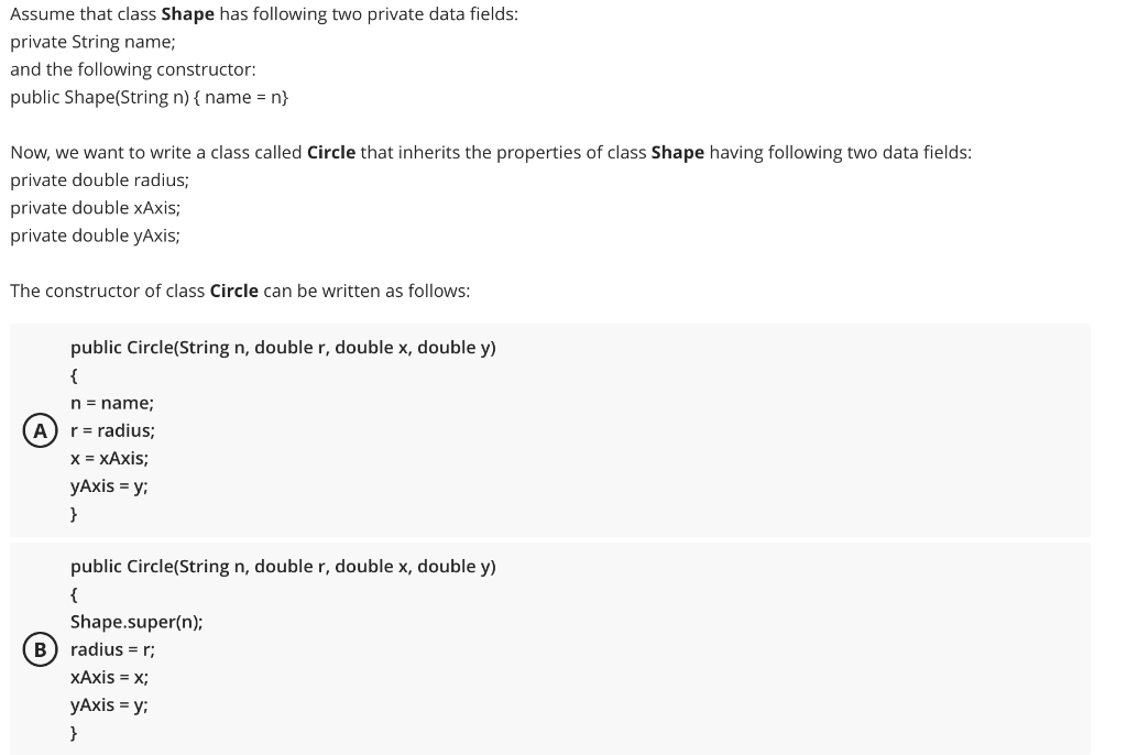 Solved Assume that class Shape has following two private | Chegg.com