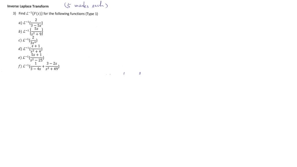 Solved (5 marks each) Inverse Laplace Transform 3) Find | Chegg.com