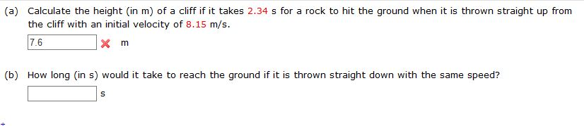 Solved (a) Calculate the height (in m) of a cliff if it | Chegg.com
