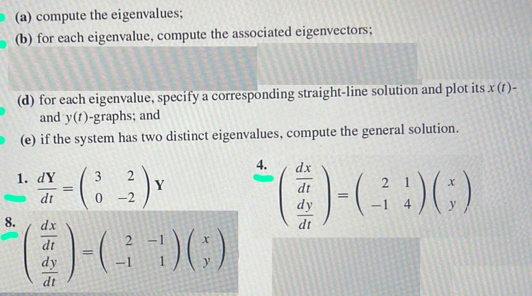 Solved (a) compute the eigenvalues; (b) for each eigenvalue, | Chegg.com