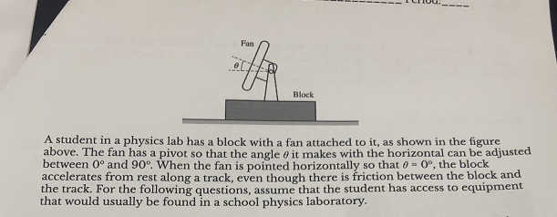 Solved TCTIOUN Fan Block A student in a physics lab has a | Chegg.com