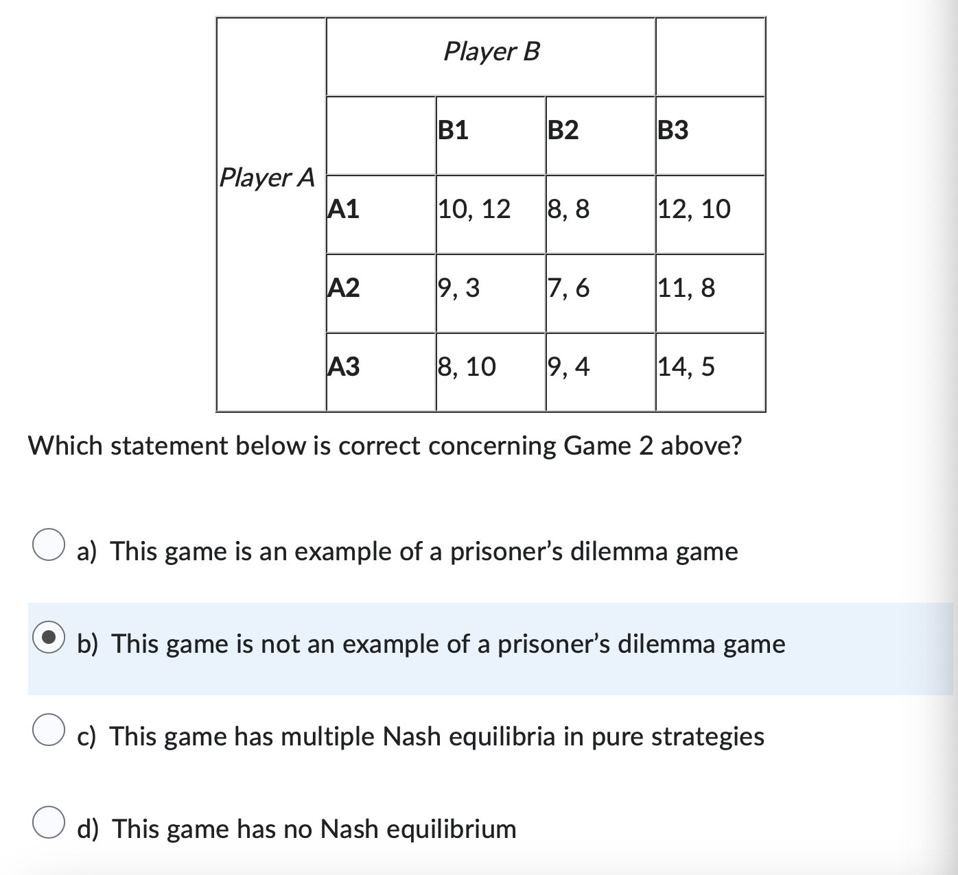 Solved Which statement below is correct concerning Game 2 | Chegg.com