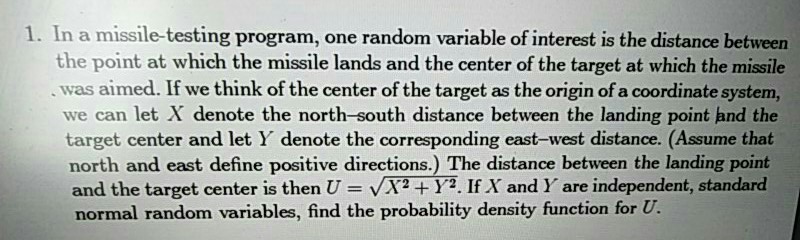 Solved 1 In A Missile Testing Program One Random Variable 5020