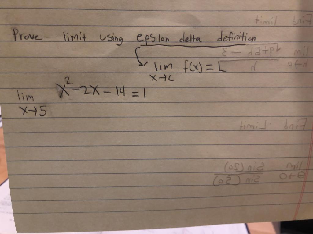 Solved timil Prove limit using epsilon delta definition C & | Chegg.com