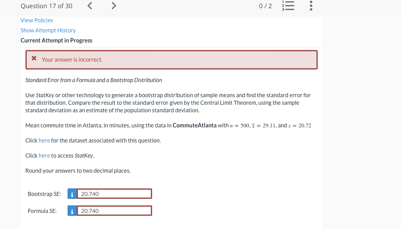 Solved Standard Error From A Formula And A Bootstrap 1347