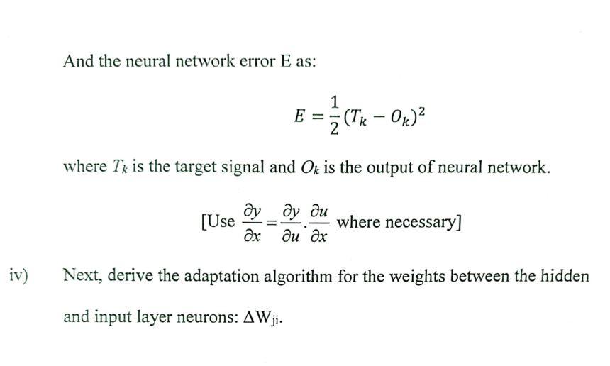 (b) Consider the neural network model with 2 input | Chegg.com