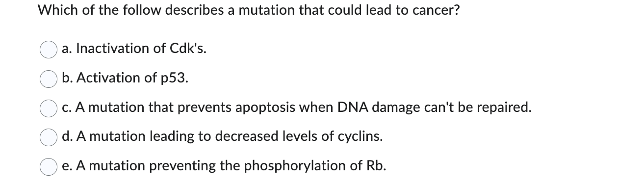 Solved Which of the follow describes a mutation that could | Chegg.com