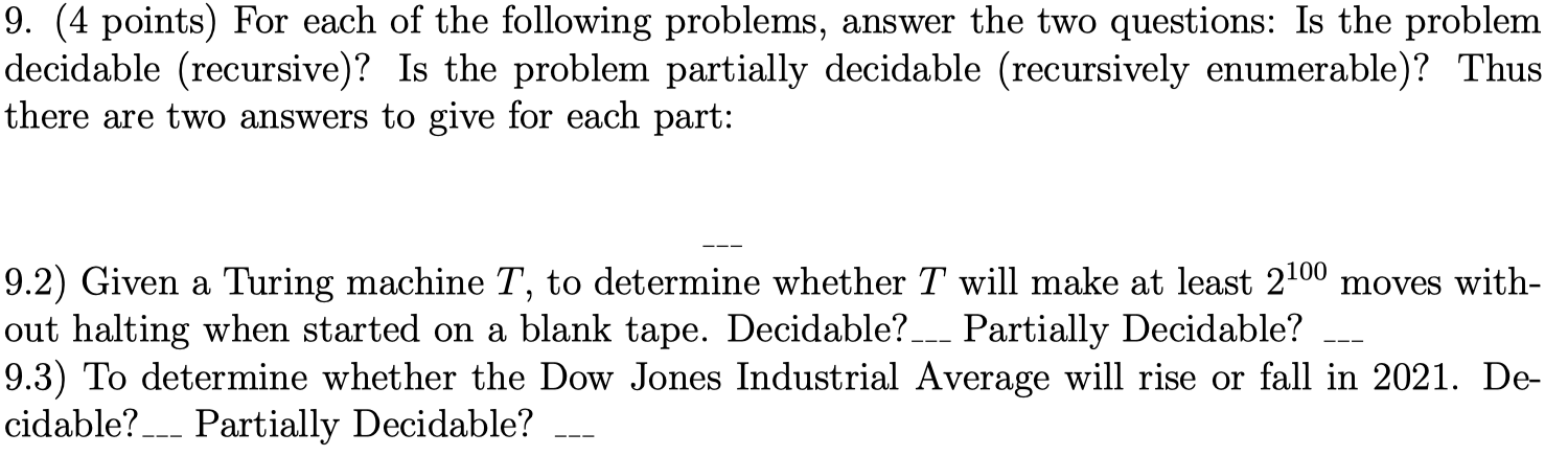 9. (4 points) For each of the following problems, | Chegg.com