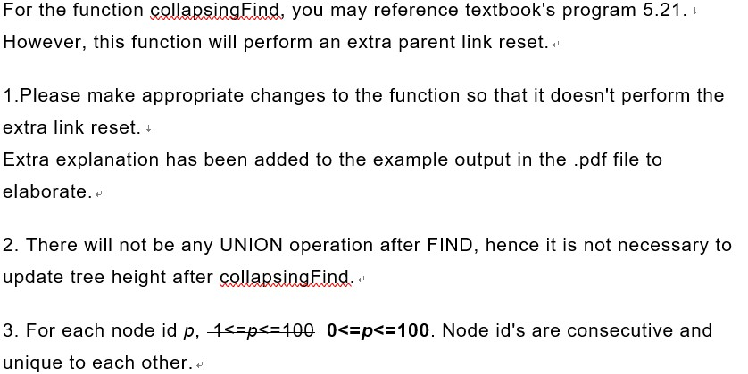 Height Union Write a function collapsingFind (Program | Chegg.com