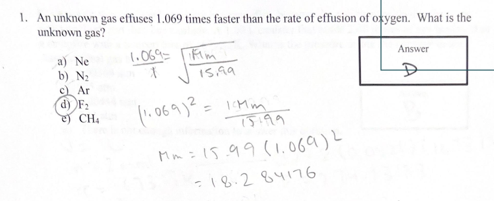 Solved 1. An unknown gas effuses 1.069 times faster than the | Chegg.com