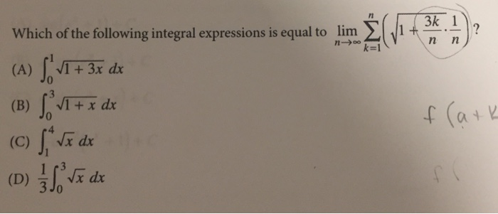 Solved )? Which of the following integral expressions is | Chegg.com