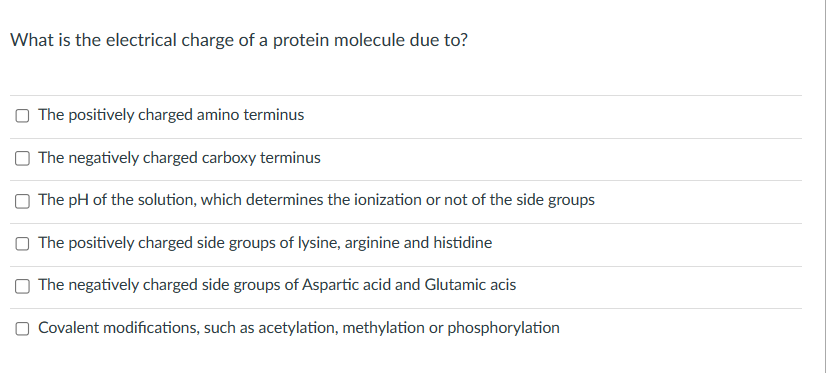 Solved What is the electrical charge of a protein molecule | Chegg.com