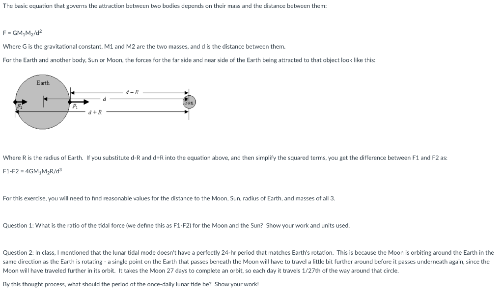 Solved The basic equation that governs the attraction | Chegg.com