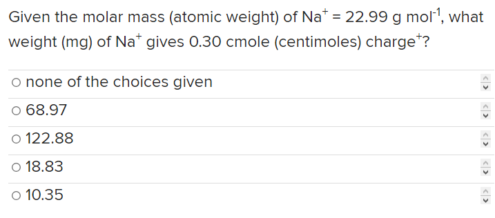 Solved Given the molar mass (atomic weight) ﻿of | Chegg.com