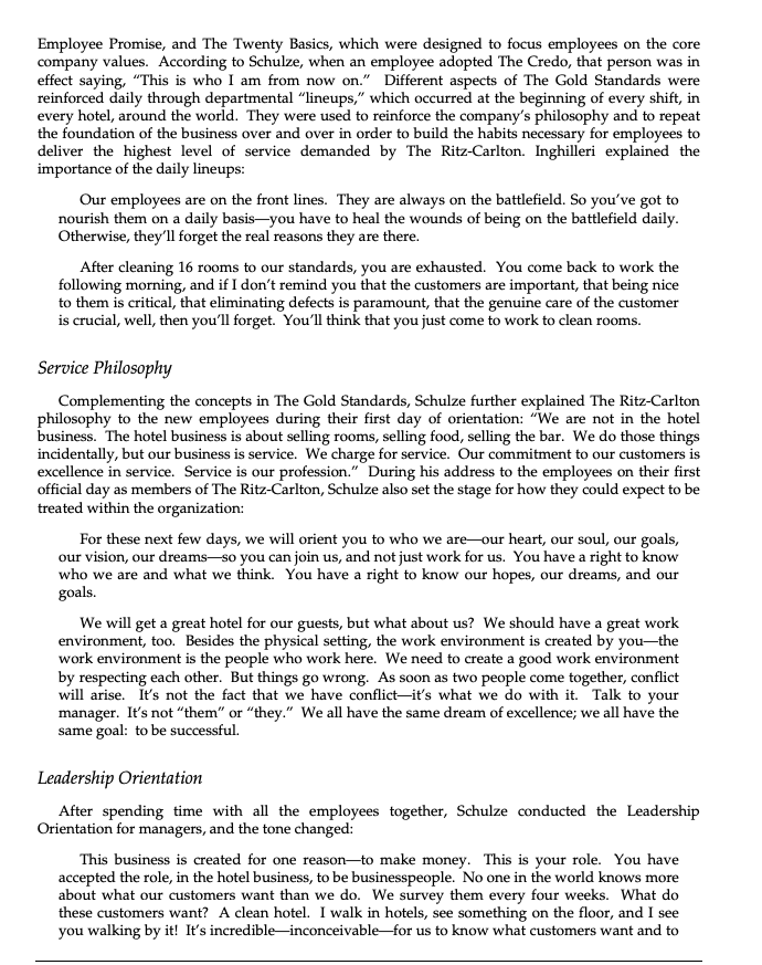 The Ritz-Carlton Hotel Company The Master said, | Chegg.com