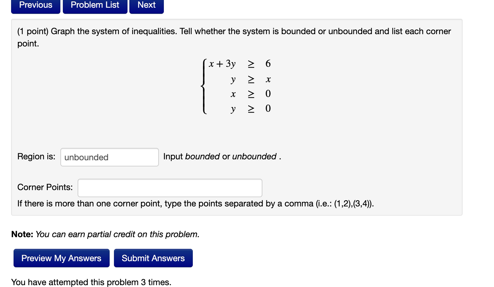 Solved Previous Problem List Next (1 point) Graph the system | Chegg.com