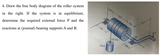 Solved Draw the free body diagram of the roller system in | Chegg.com