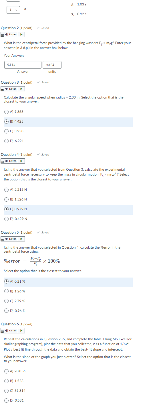 Solved Part 1: Relationship Between Radius and Angular Speed | Chegg.com