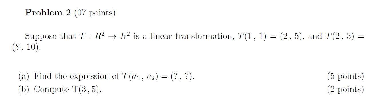 Solved Suppose that T:R2→R2 is a linear transformation, | Chegg.com