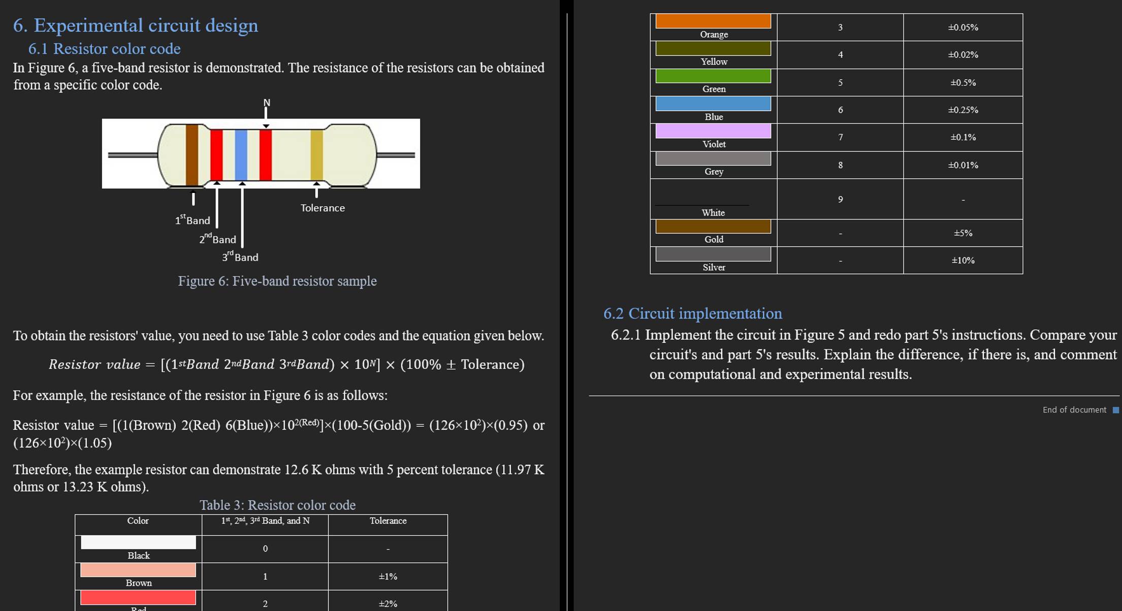 Experimental circuit design6.1 ﻿Resistor color codeIn | Chegg.com