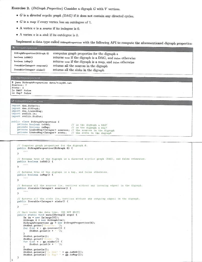 Solved Exercise 2. (DiGraph Properties) Consider a digraph G | Chegg.com