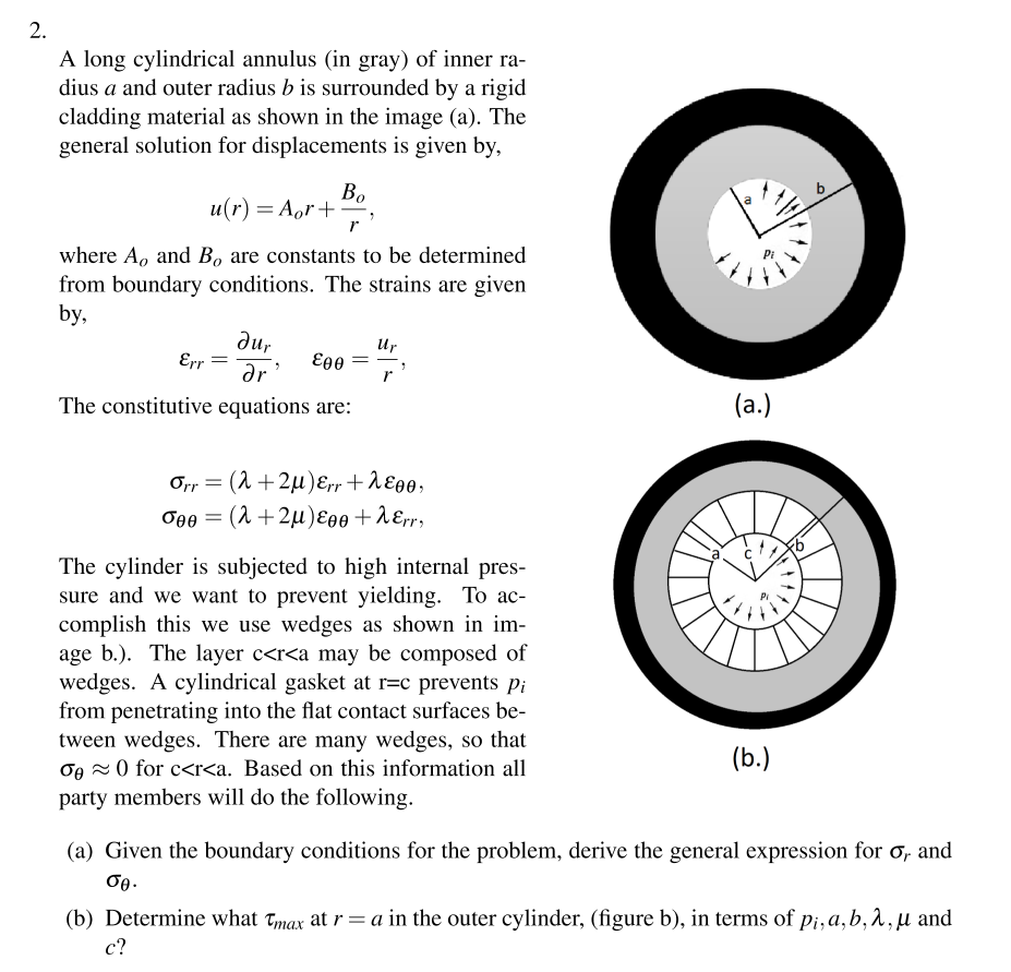 Solved 2. A long cylindrical annulus (in gray) of inner | Chegg.com