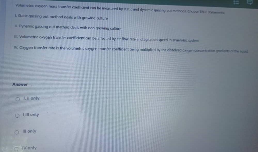 Solved Volumetric oxygen mass transfer coefficient can be | Chegg.com