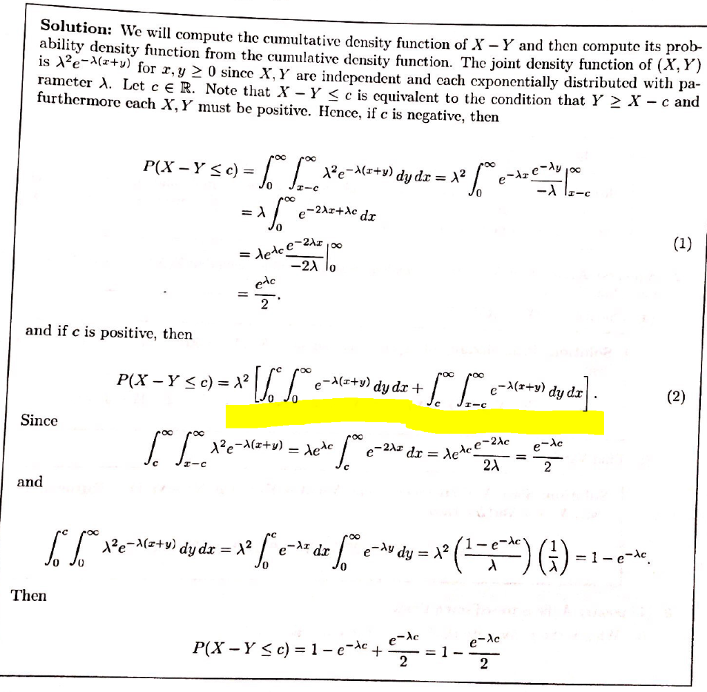 Solved Let X Y Be Independent Exponential Random Variables